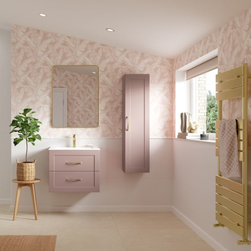 Merchtem 615mm Matt Pink Wall Hung Vanity Unit - RDBS108516