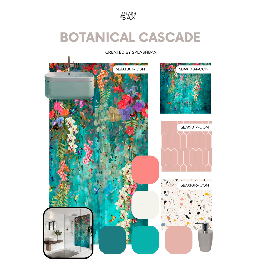 SplashBax Botanical Cascade Di Bond Shower Board - SBAX1004