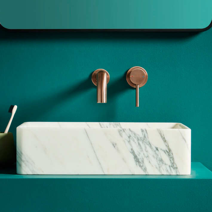 Scudo Core Brushed Bronze Wall Mounted Basin or Bath Mixer Tap Brushed ...