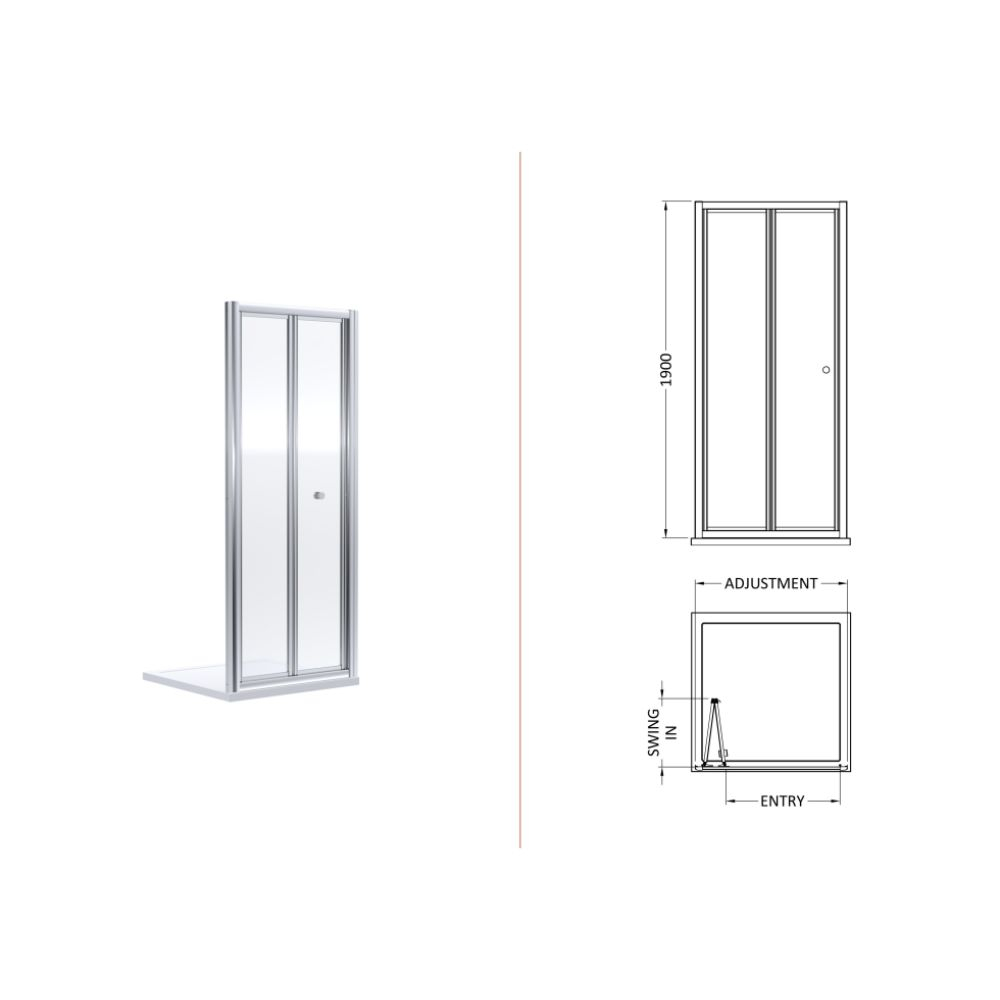 Nuie Rene 1000mm Bi-Fold Shower Door,Rene 1000mm Bi-Fold Shower Door