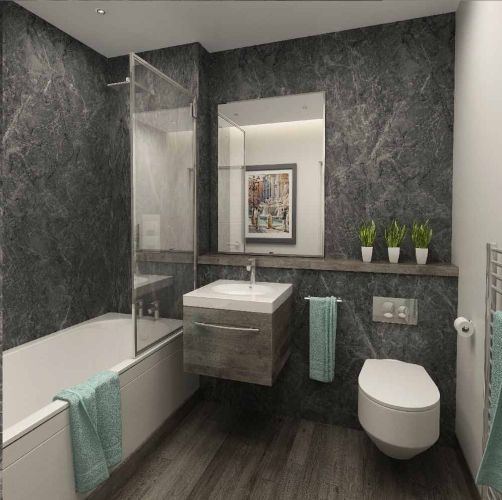 Perform Panel Black Bonito Bathroom Wall Panels By NU Style