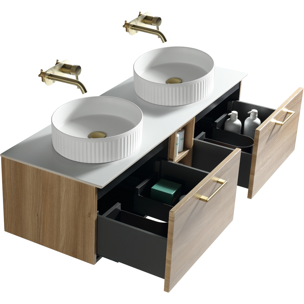 Piatta Country Oak 1400mm Wall Hung Vanity Unit - 4426