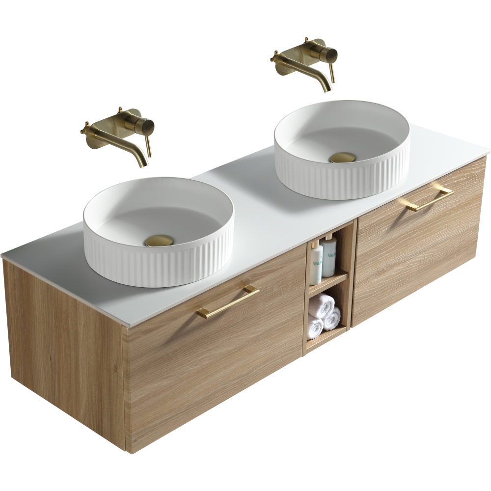 Piatta Country Oak 1400mm Wall Hung Vanity Unit - 4426