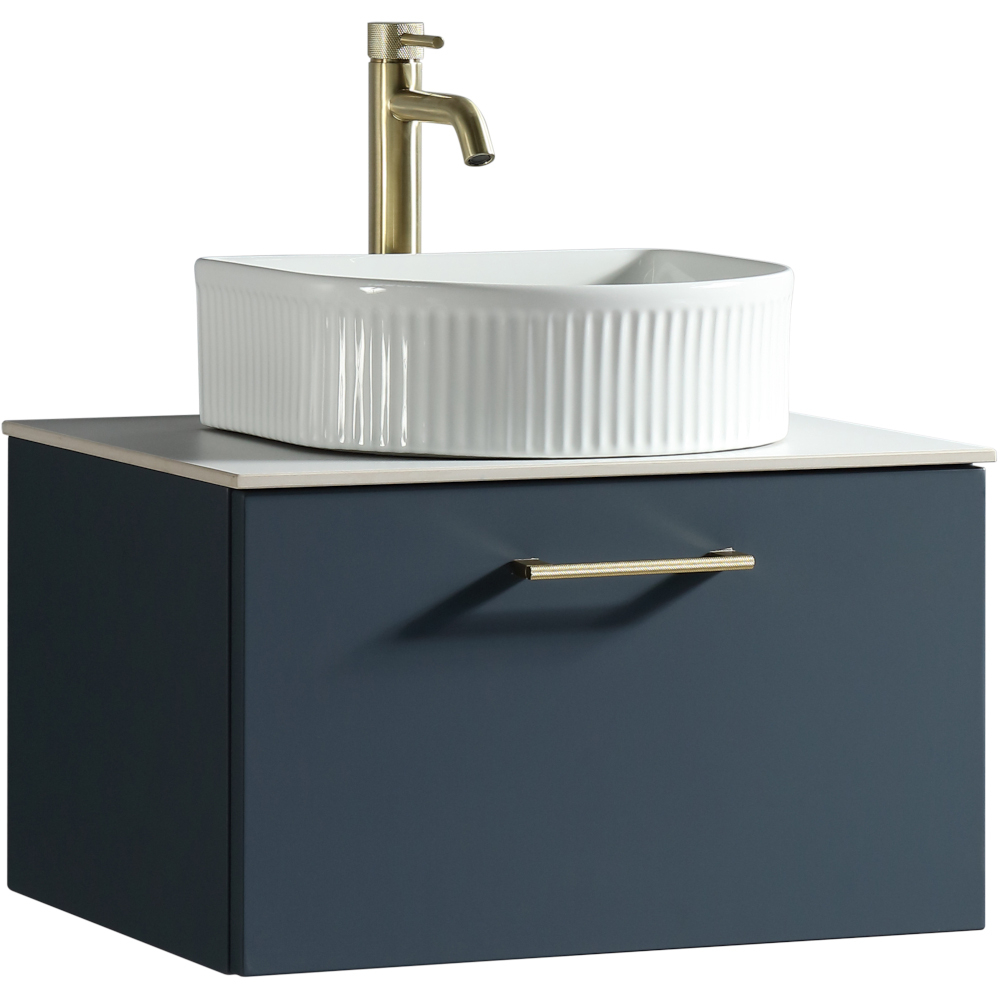 Piatta Midnight Shadow 600mm Wall Hung Vanity Basin Unit with ...