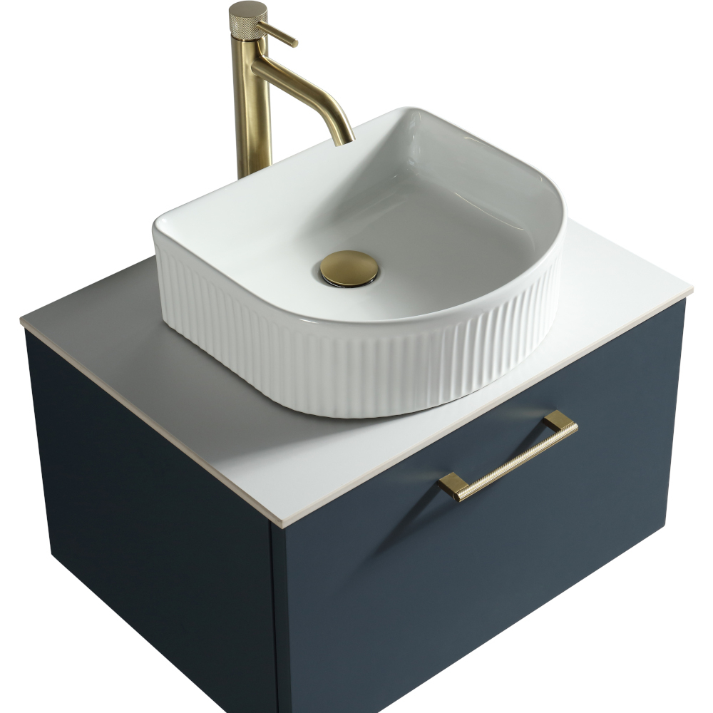 Piatta Midnight Shadow 600mm Wall Hung Vanity Basin Unit with ...