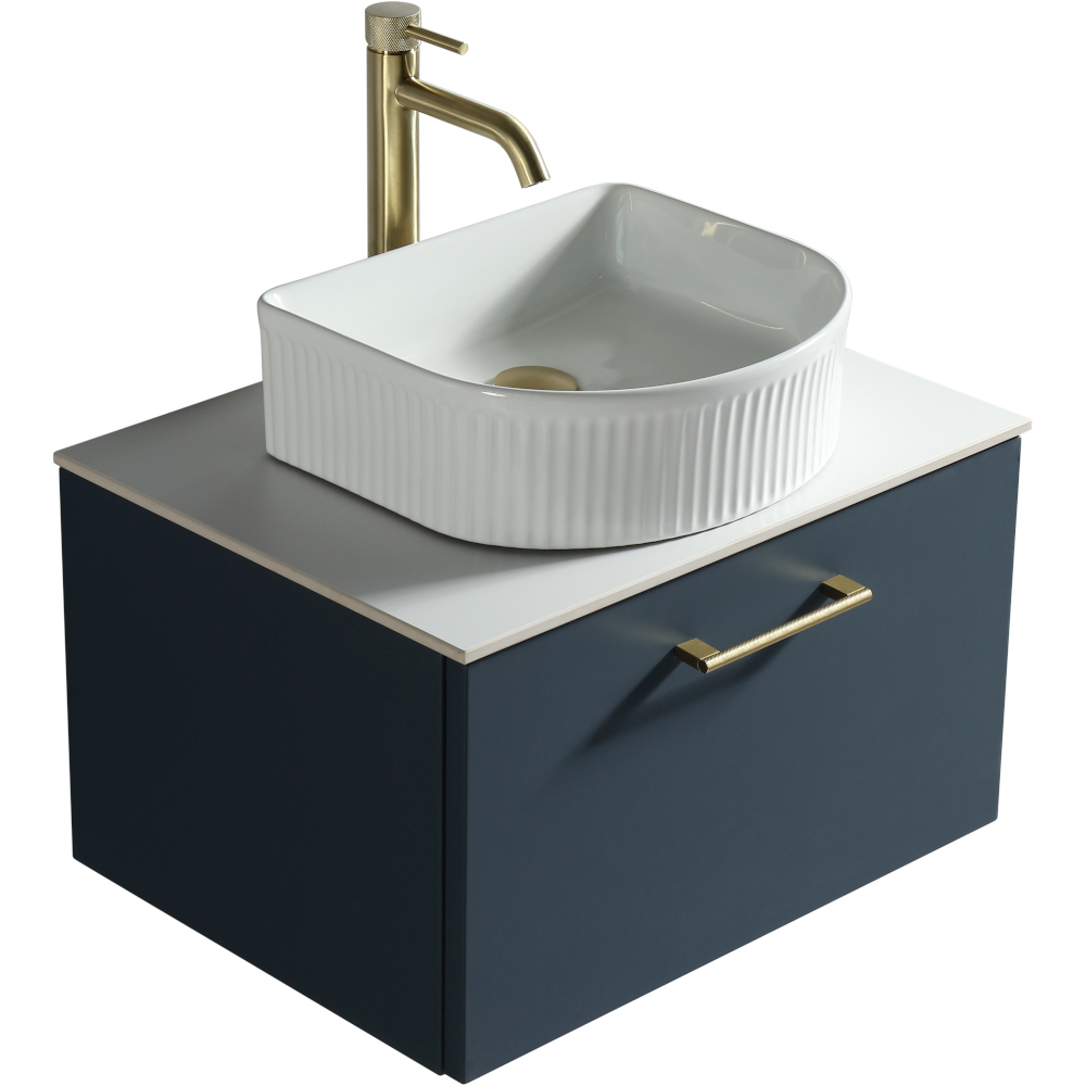 Piatta Midnight Shadow 600mm Wall Hung Vanity Basin Unit with ...