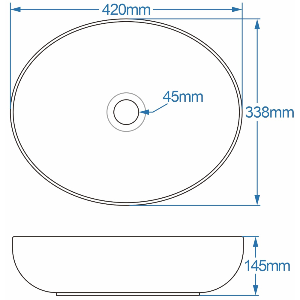 Tailored Bathrooms Pisa 400 x 330mm Ceramic Counter Top Basin - 4076