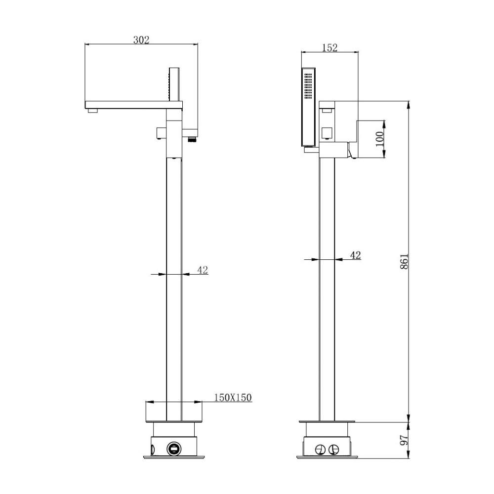 Abacus Plan Freestanding Bath Shower Mixer Tap - Brushed Bronze