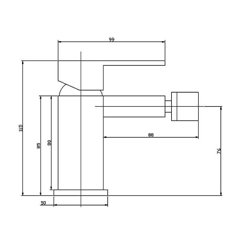 Abacus Plan Bidet Mixer Tap Matt Black - TBTS-265-2202