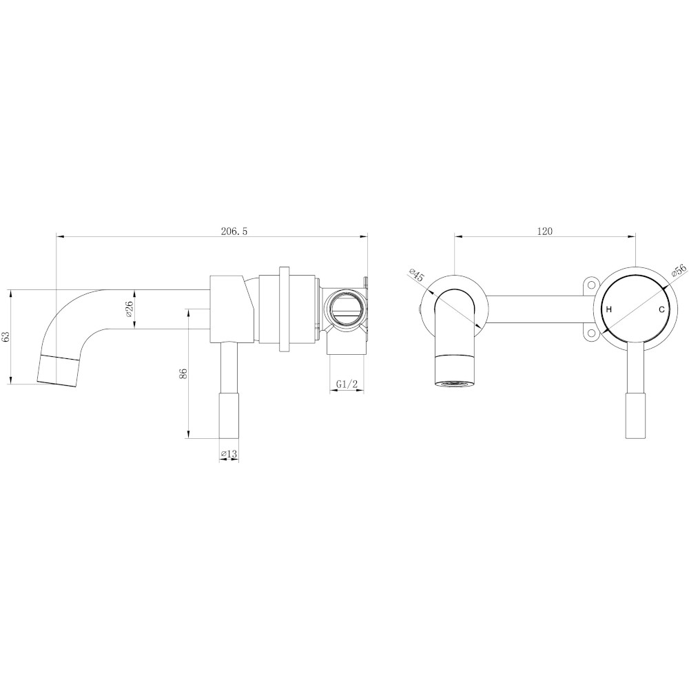 Pomeranian Chrome Wall Mounted Basin Mixer - RDBS108984