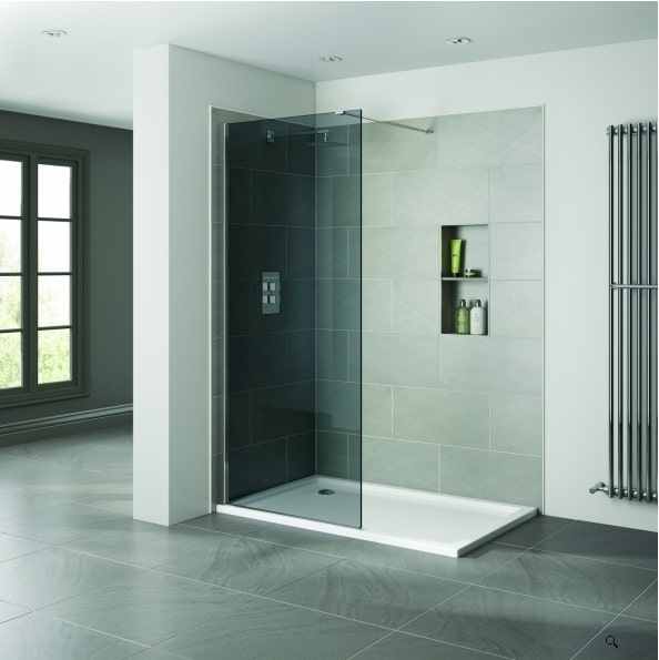 Frontline Bathrooms Prestige2 1000mm Smoked Wetroom Shower Screen 10mm Glass - F00897