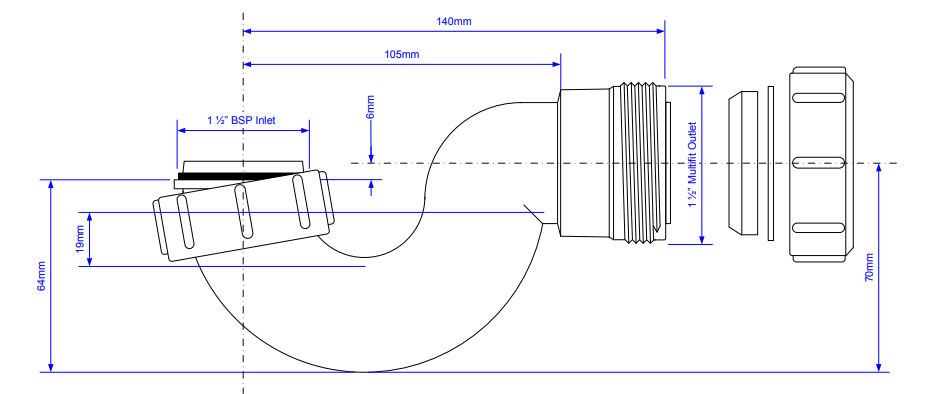 McAlpine Q10 Shallow Bath Waste Trap | Rubberduck Bathrooms