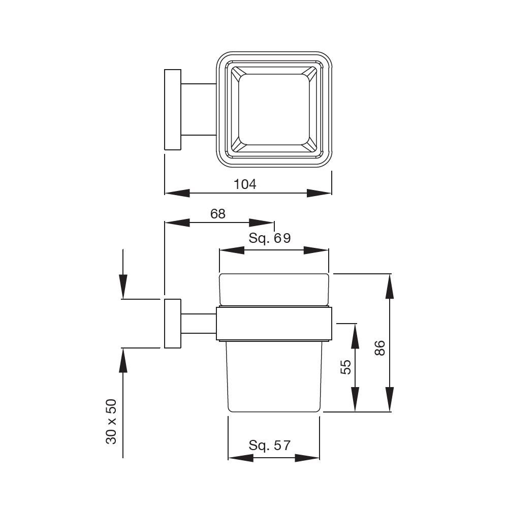 Artize Quadra Black Chrome Tumbler And Holder. QUA-BCH-61741