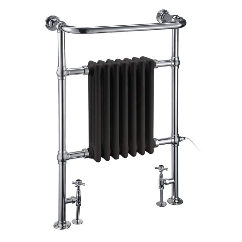 Burlington Trafalgar Traditional Bathroom Radiator Chrome & Black R1CHRBLA