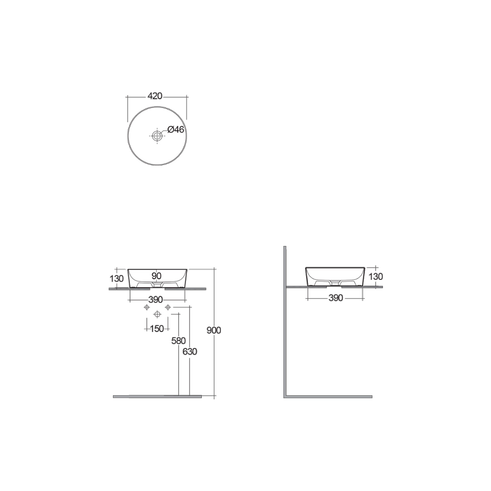 Feeling Round Counter Basin Matt Grey by RAK Ceramics, FEECT4200503A