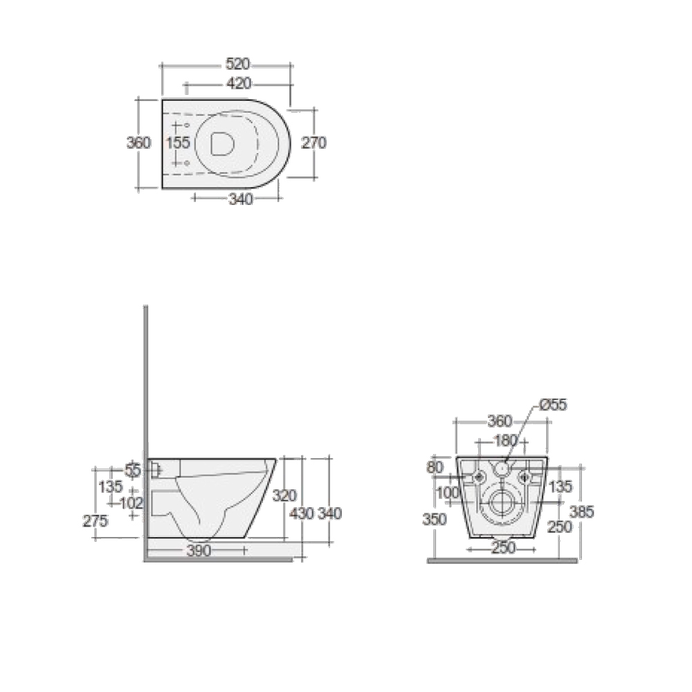 Feeling Matt Black Wall Hung Rimless WC inc Soft Close Seat - RAK Ceramics