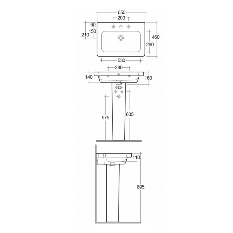 RAK Resort 650 Bathroom Wash Basin , RST65BAS1