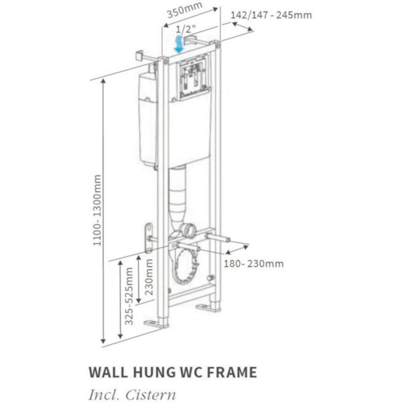 Anatra Wall Hung 1.1m Toilet Frame with Concealed Cistern - RDBS4342