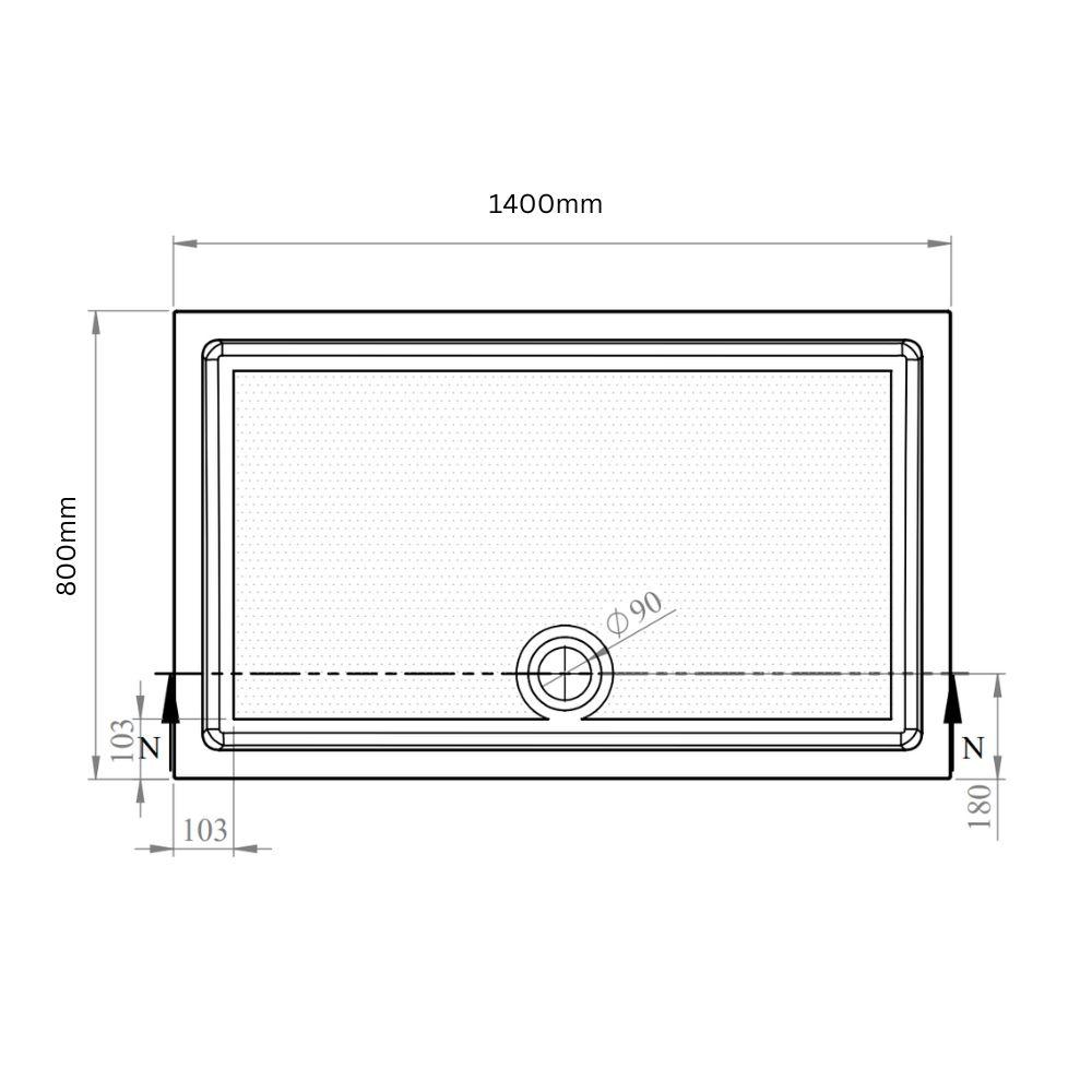 Roman 1400mm x 800mm Rectangle Shower Tray | RSTG148 | Roman 1400mm x 800mm Tray | Roman Shower ...