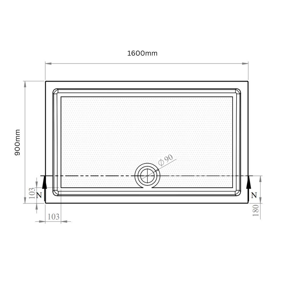 Roman 1600mm x 900mm Rectangle Shower Tray | RSTG169 | Roman 1600mm x ...