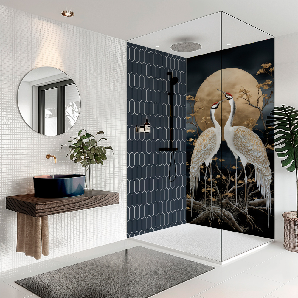 SplashBax Oriental Midnight Acrylic Shower Board - SBAX1003