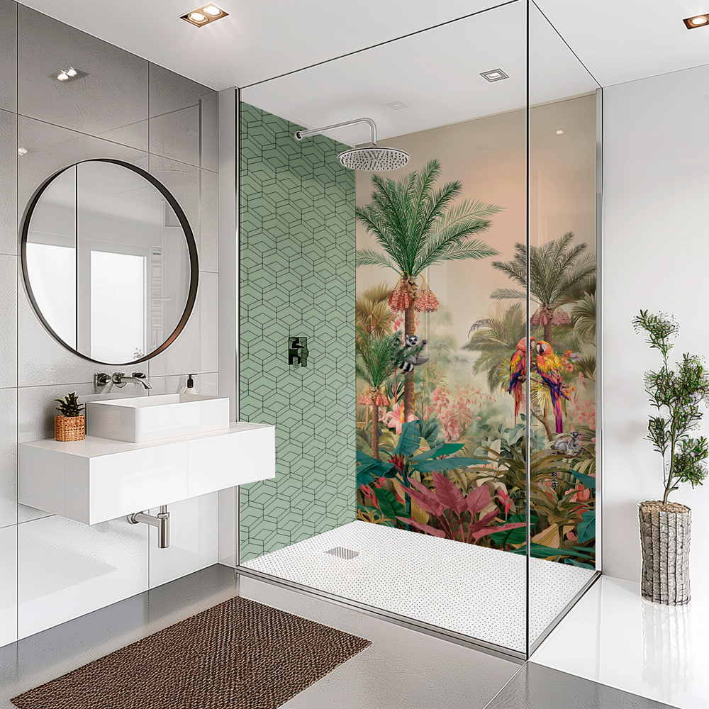 SplashBax Tropical Oasis Acrylic Shower Board- SBAX1015