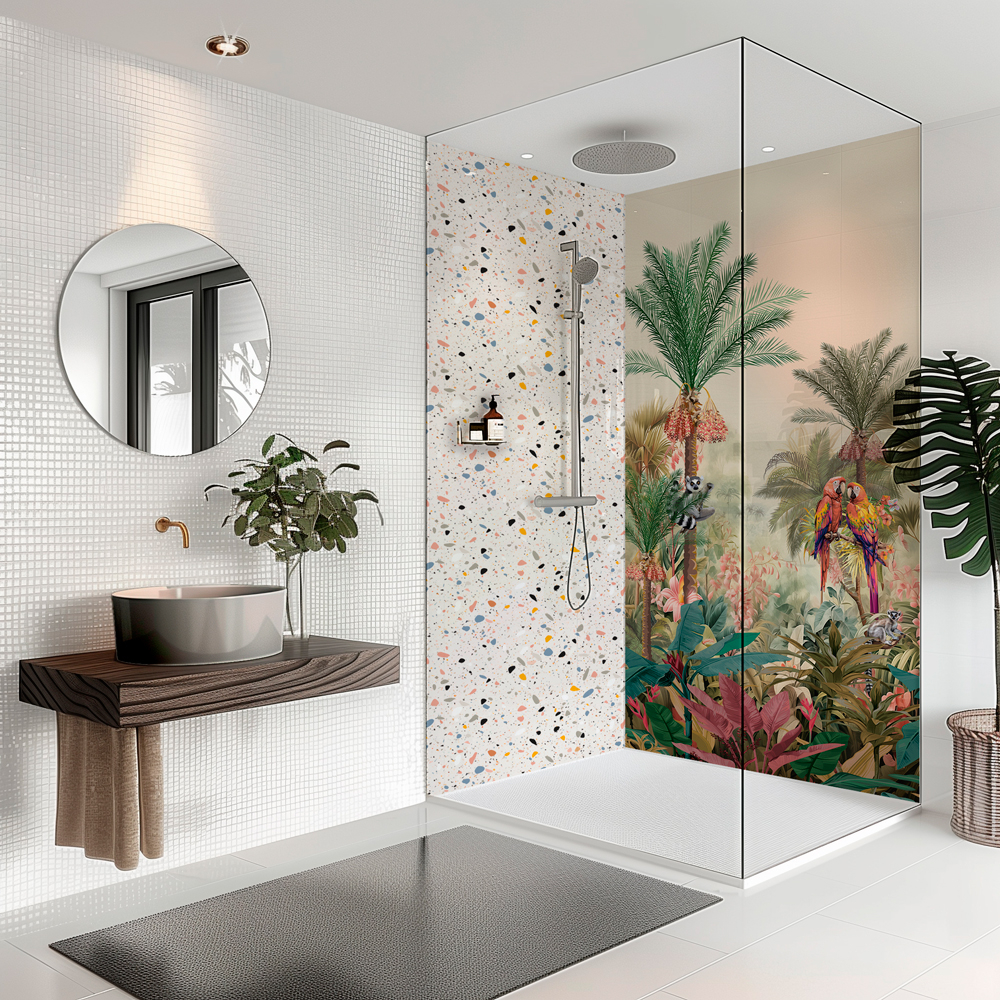 SplashBax Tropical Oasis Acrylic Shower Board- SBAX1015