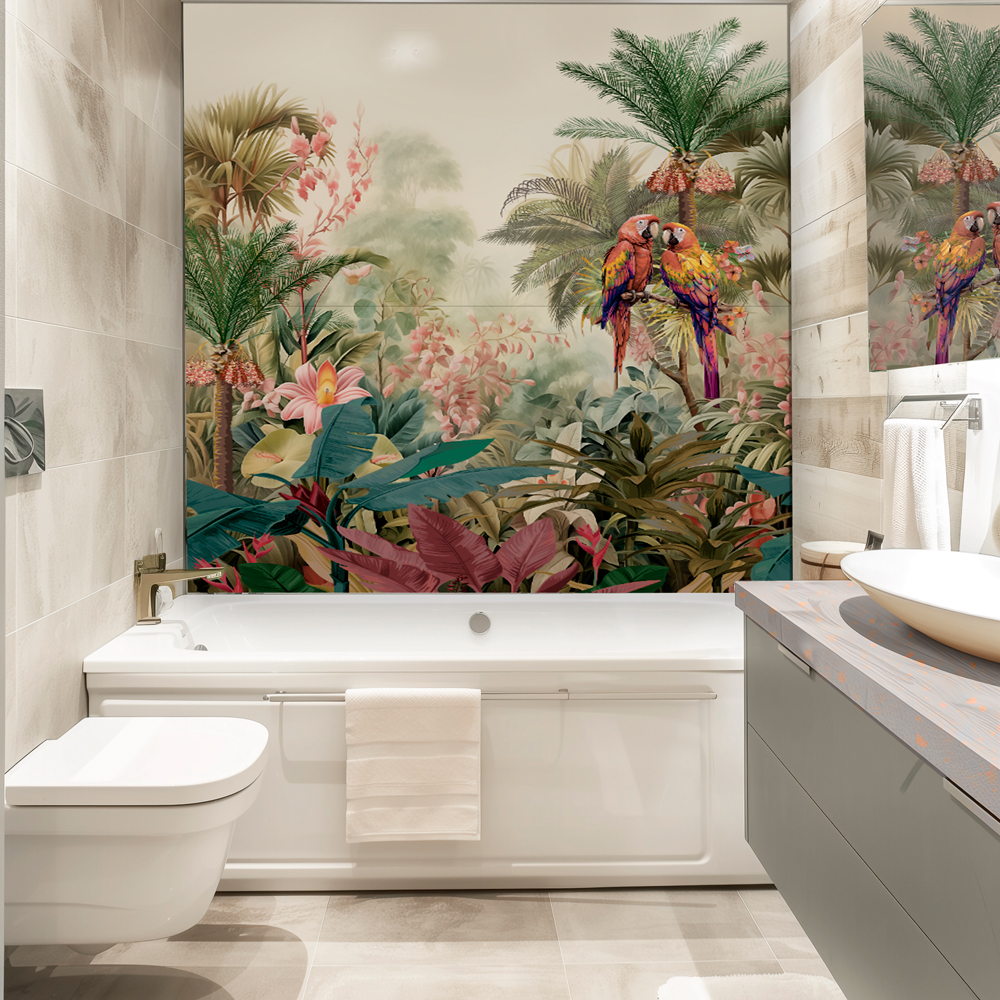 SplashBax Tropical Oasis Acrylic Shower Board- SBAX1015