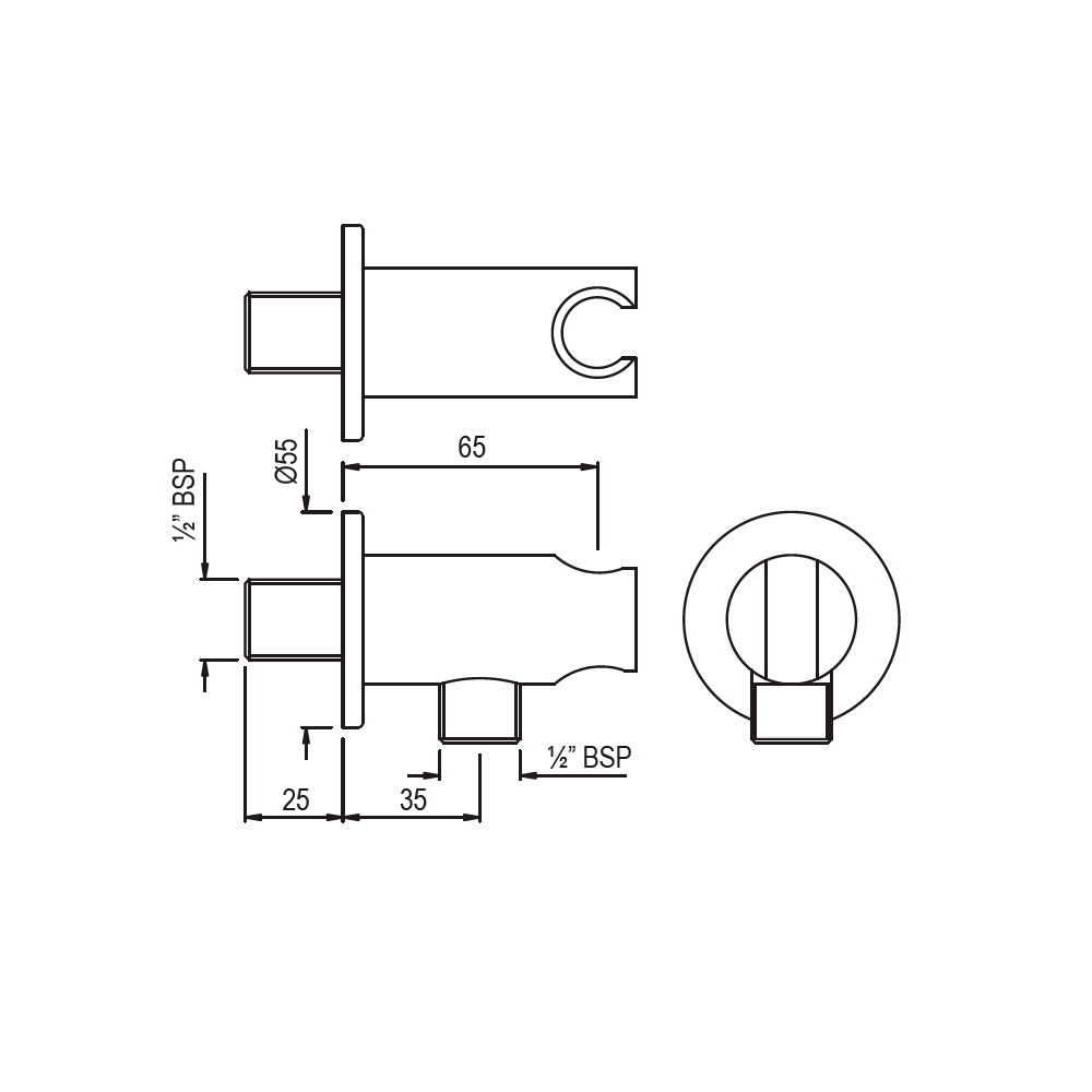 Jaquar Chrome Round Shape Wall Outlet With Shower Hook
