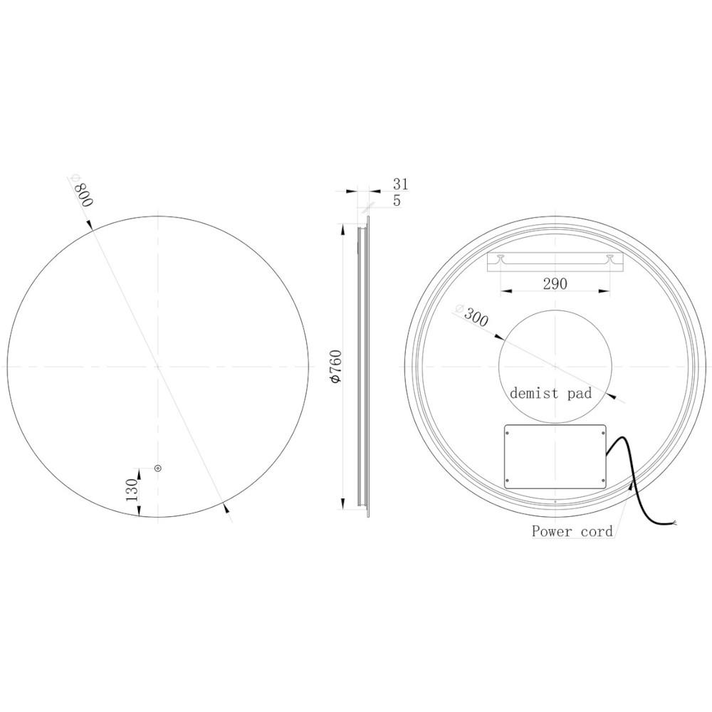 Saxony 800mm Round Back-Lit LED Mirror - RDBS106280