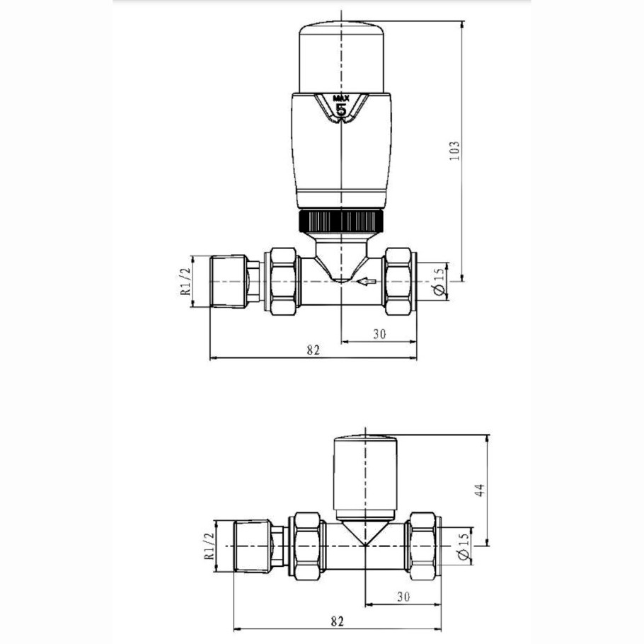 Scudo Chrome Straight Thermostatic Radiator Valves Twin Pack TRV - DES ...