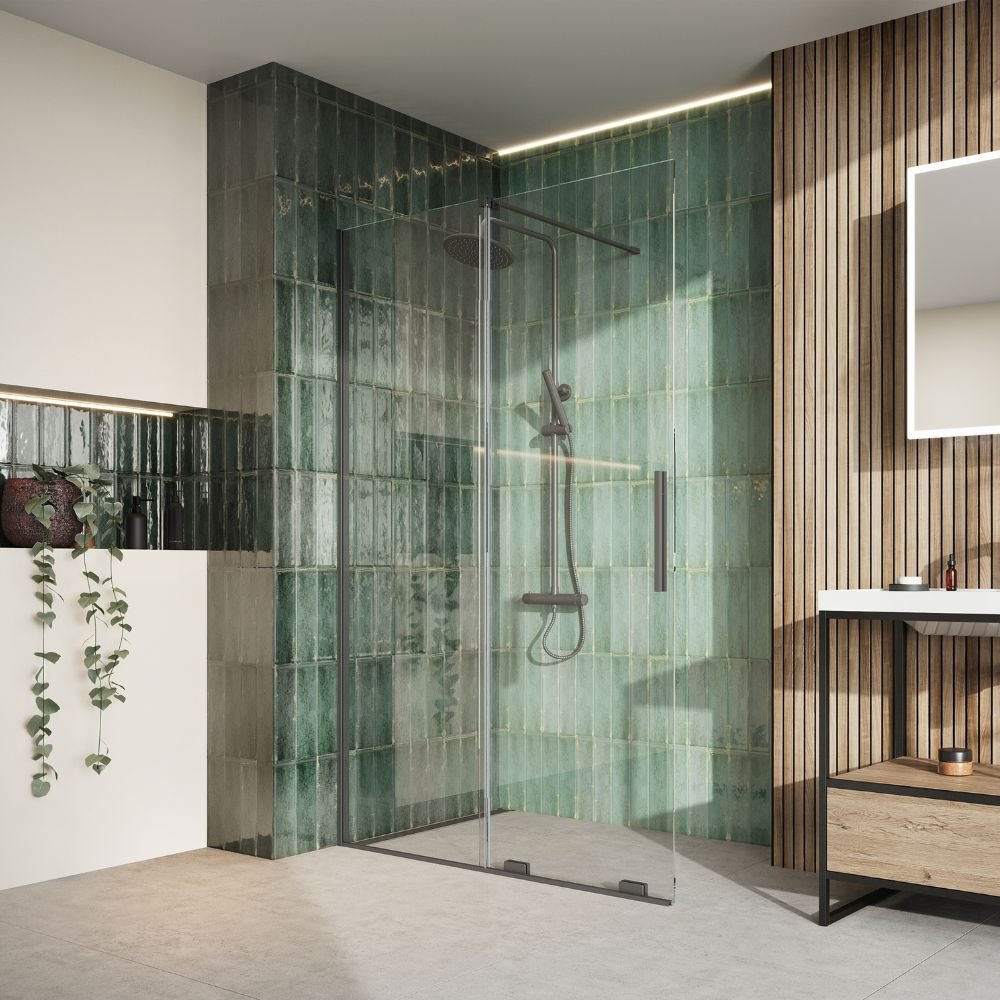 Scudo Momentum 1200mm Gunmetal Sliding Shower Door, MO-DOOR-1200