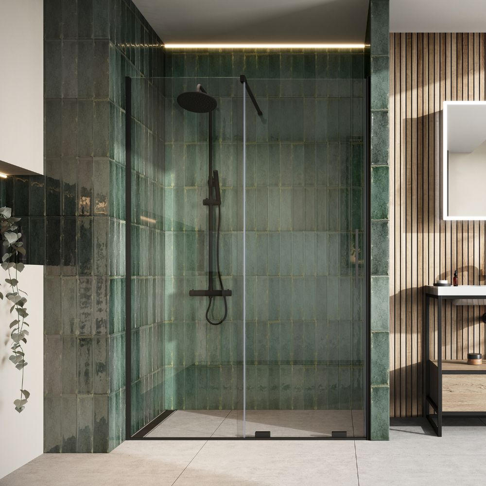 Scudo Momentum 1500mm Matt Black Sliding Shower Door Mo Door 1500 Scudo