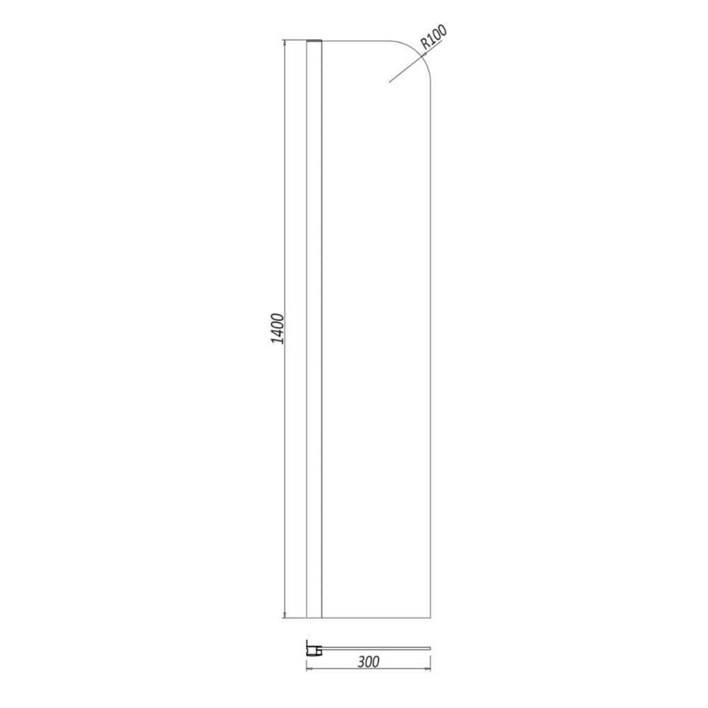 Scudo S6 300mm Bath Shower Screen in Chrome - SCREEN005