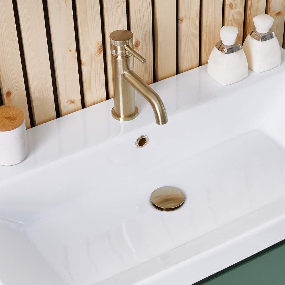 Scudo Brushed Brass Bathroom Basin Push Button pop up waste, WASTE106BR