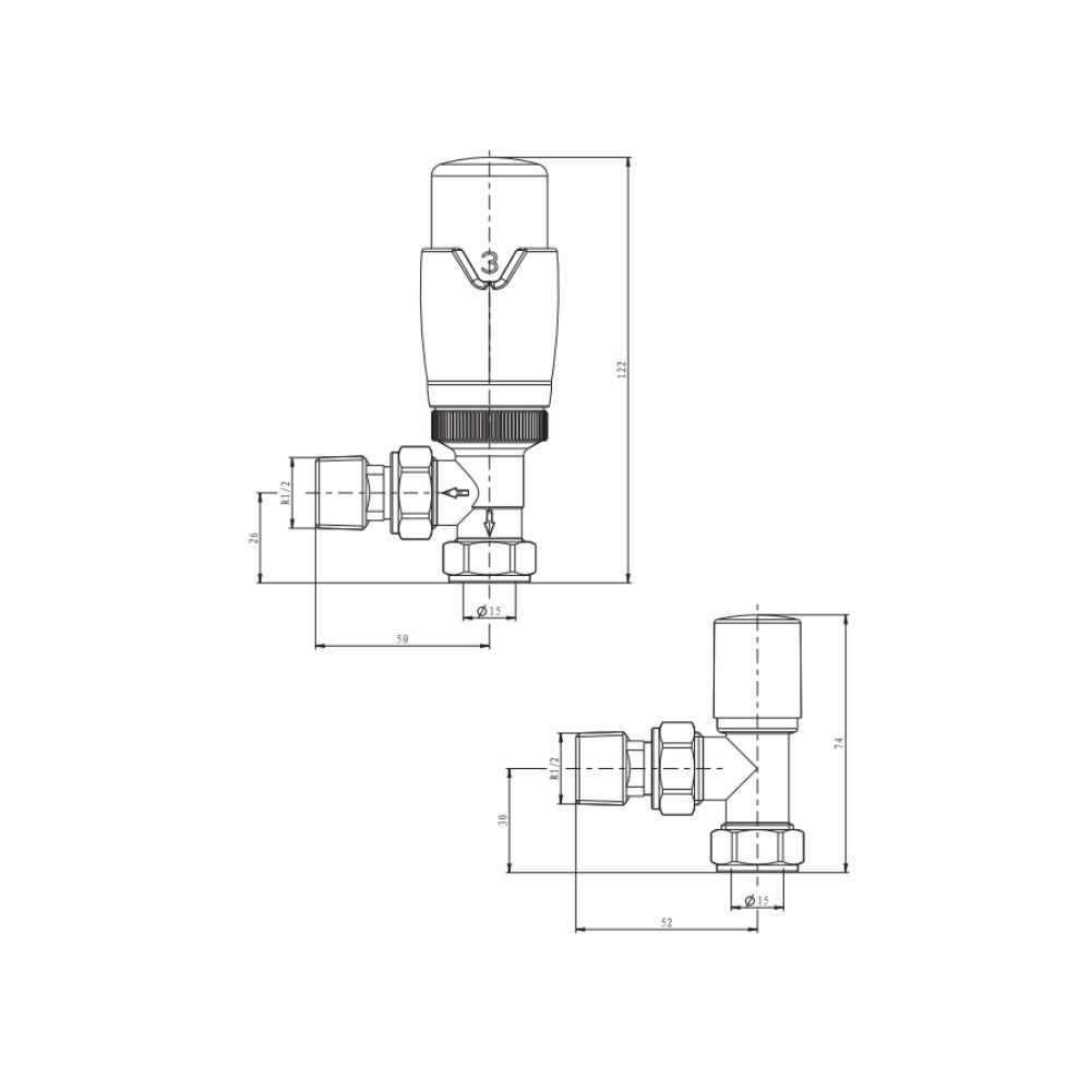 Scudo White Angled Thermostatic Radiator Valves Twin Packk