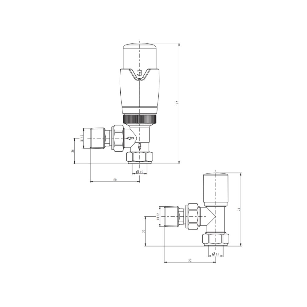 Scudo White Corner Thermostatic Radiator Valves Twin Pack - DES-TRV ...