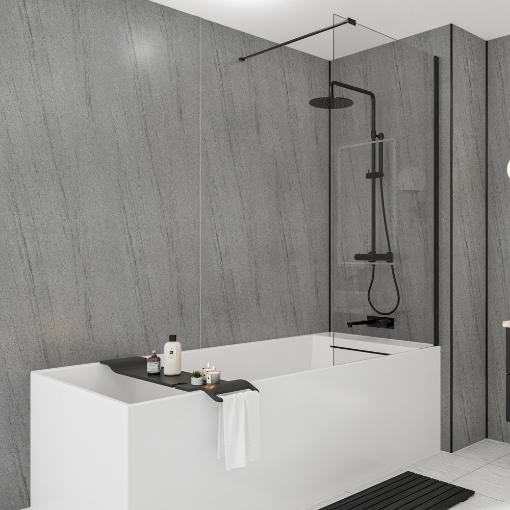 Wetwall Mermaid Collection Silver Granite Shower Panel, Mermaid Collection