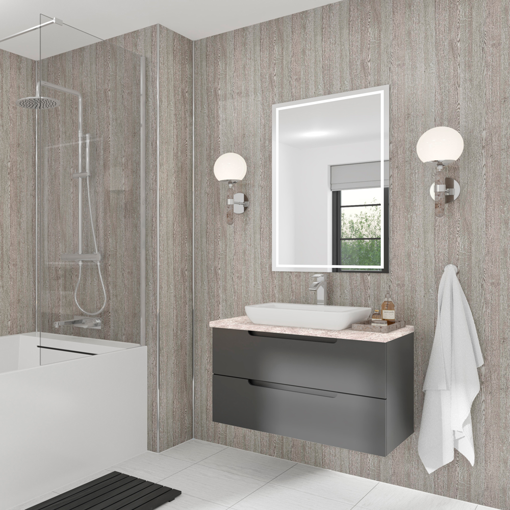 Wetwall Silver Oak Shower Panel, Mermaid Collection