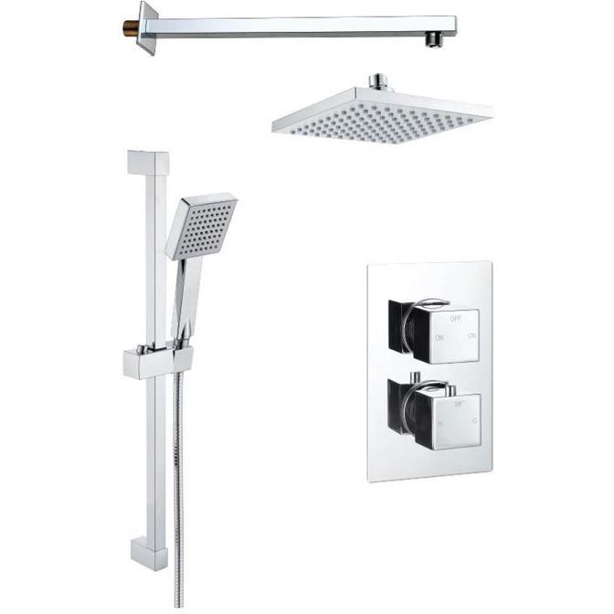 Square Concealed Valve Head & Arm Shower Pack - Chrome - RDBS108088