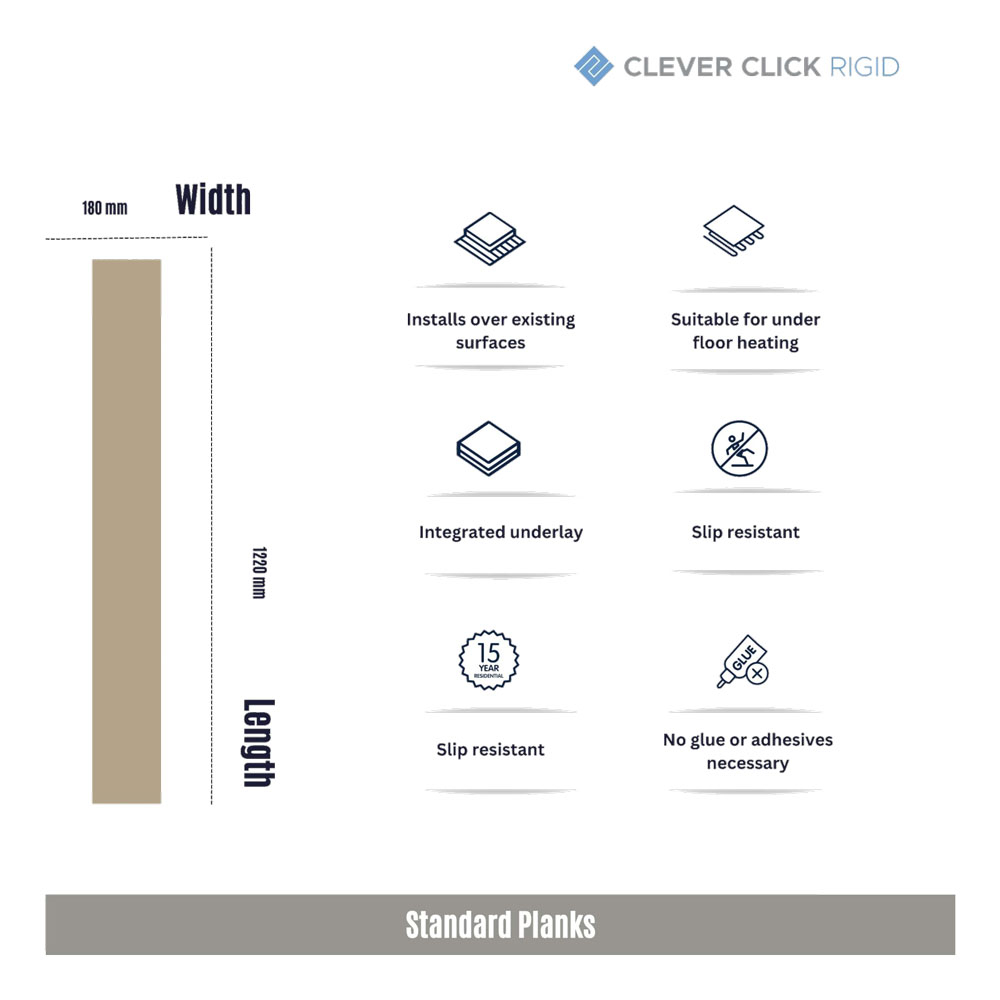 Clever Click Rigid Springfield Ash Plank Flooring