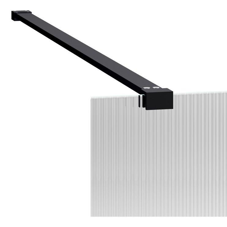 Supreme 900mm Fluted Wetroom Panel & Support Bar - Black - RDBS107554
