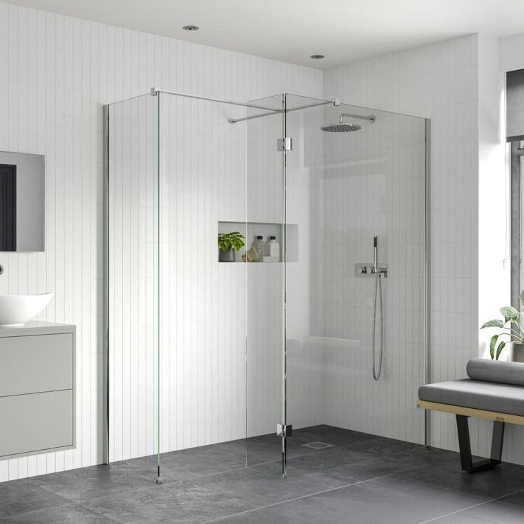 Supreme 500mm Chrome Wetroom Panel And Support Bar Rdbs107513