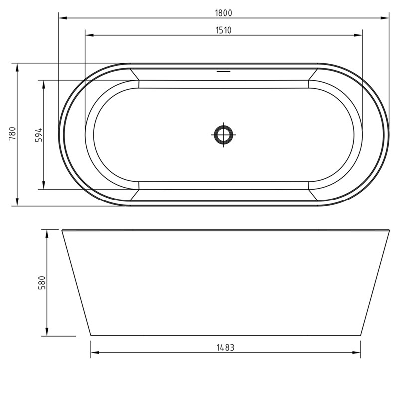 Synergy Lugano 1800mm Double Ended Freestanding Bath. SY-FSB398-A