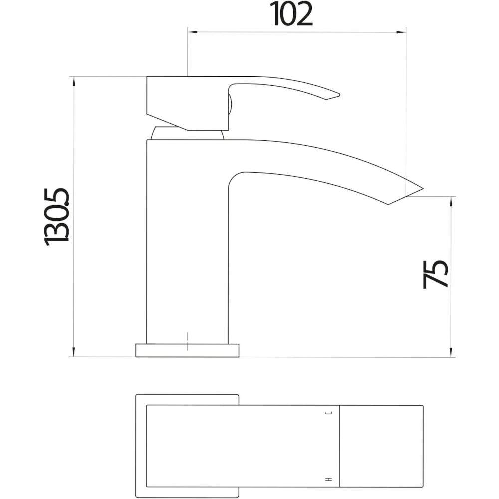 Scudo Descent Mono Mini Cloakroom Basin Mixer Tap with Push Waste | TAP034L