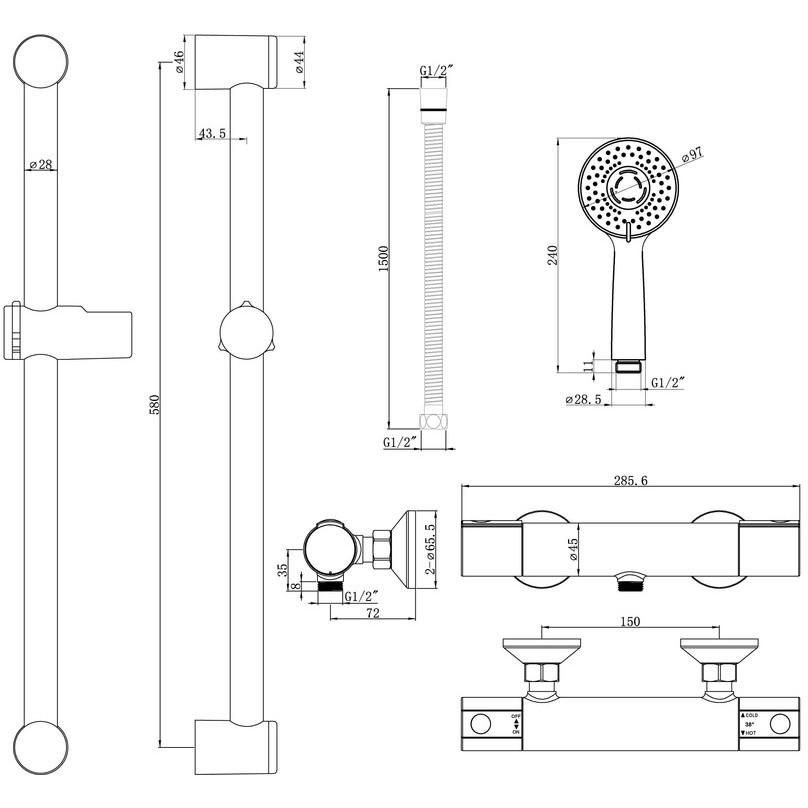 Termond Cool-Touch Thermostatic Bar Mixer Shower - RDBS105587