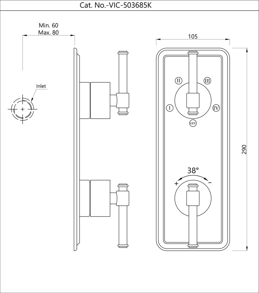 Artize VIC Thermostatic Shower Mixer With 4 way Diverter with Concealed ...