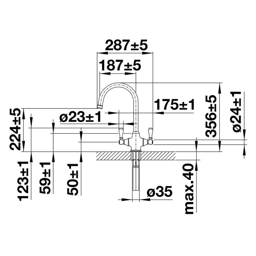 Blanco Vicus Twin Lever Satin Gold Mixer Tap - 526691