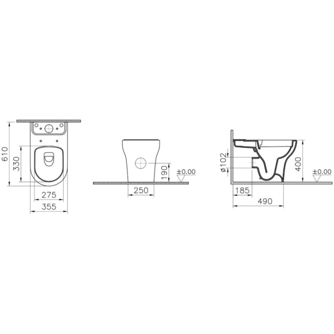 VitrA Zentrum SmoothFlush Closed Back Close Coupled Toilet