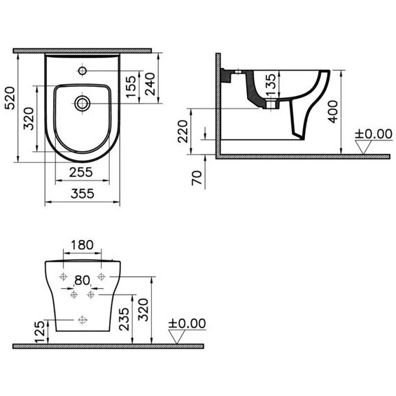 VitrA Zentrum Wall Hung Bidet